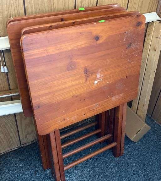 Foldable TV Tray Tables in Natural Finish - Metzger Property Services, LLC