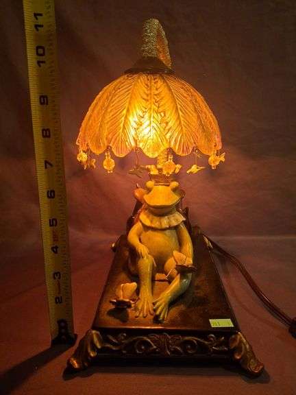 Sterling Industries Frog Table Lamp with Crown and Leaf Motif Shade 6 ...
