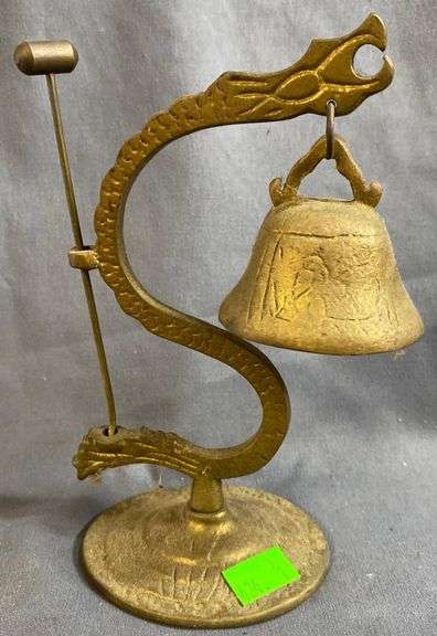 Brass 1900-1940 Dragon-Form Desk Bell (Clapper Missing) by Glo-Mar, 6”H ...