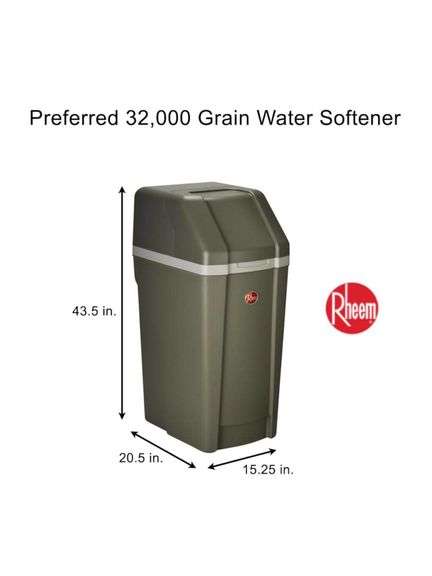 RHEEM - 32,000 Grain Preferred Home Water Softener for Hard Water and ...