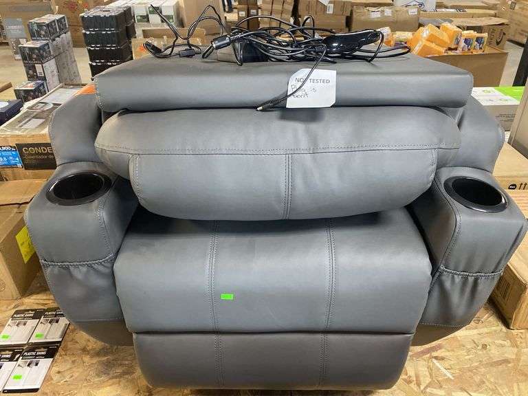 Gray Faux Leather Recliner Chair - PLUG IS BENT - Metzger Property ...