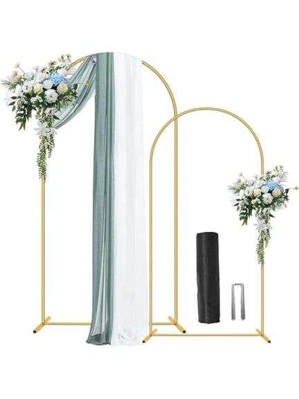 NISOGER - Metal Arch Backdrop Stand Set of 2 Gold Arch Backdrop Stand ...