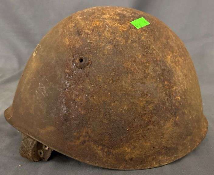 Steel Combat Helmet with Chinstrap Remnants - Metzger Property Services ...