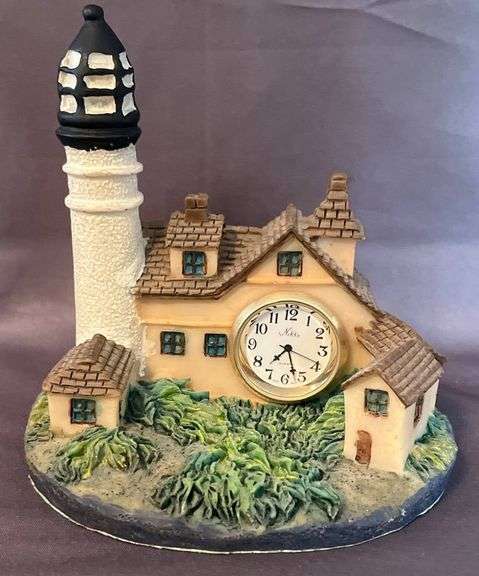 Polystone Lighthouse and Quartz Clock by Nikko - Metzger Property ...