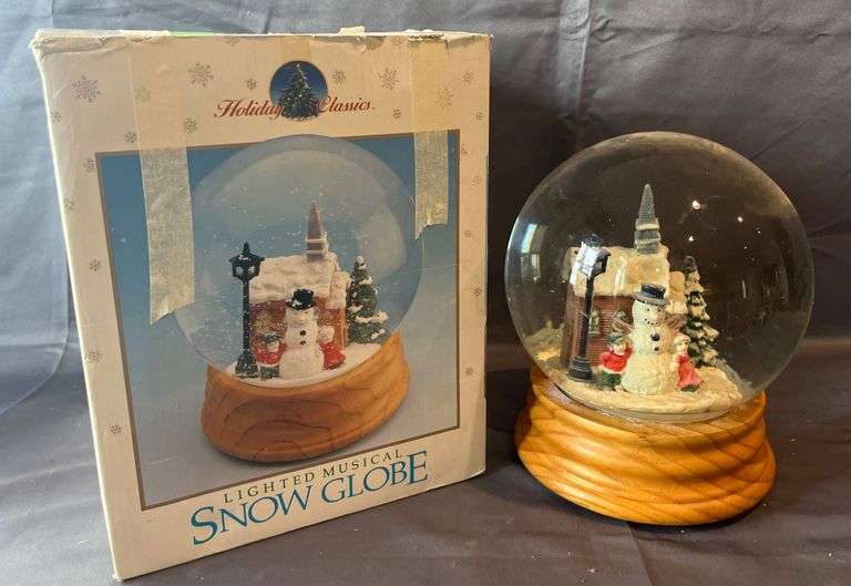Lighted Musical Snow Globe with Hand-Painted Holiday Scene - Metzger ...
