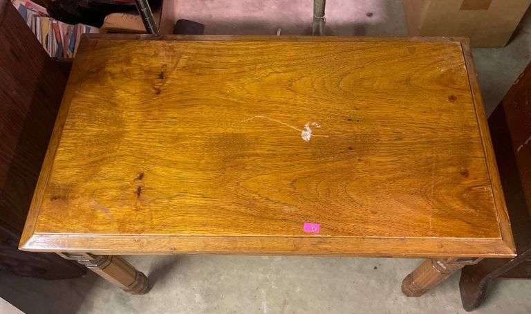 Rectangular Wood Table with Carved Legs, 26”x15”x17” - Metzger Property ...