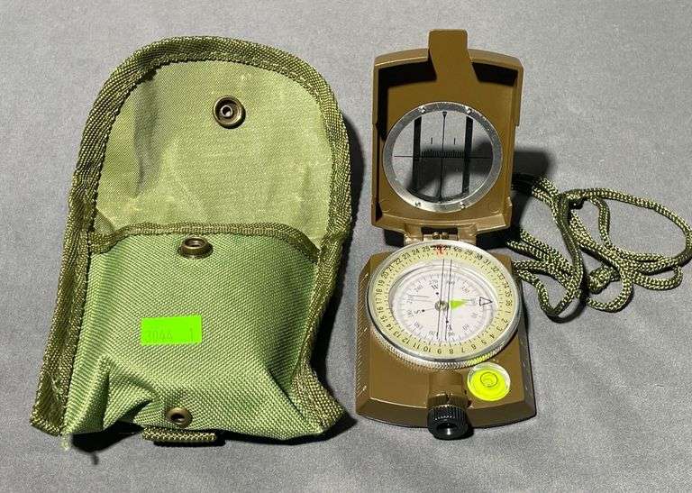 Military-Style Compass with Carrying Pouch and Built-In Clinometer ...