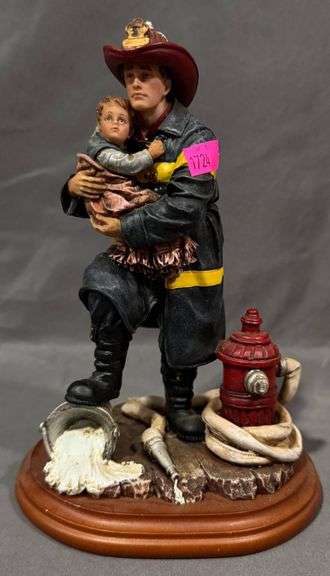 1997 Red Hats of Courage “Hero” Resin Firefighter Figurine Holding ...