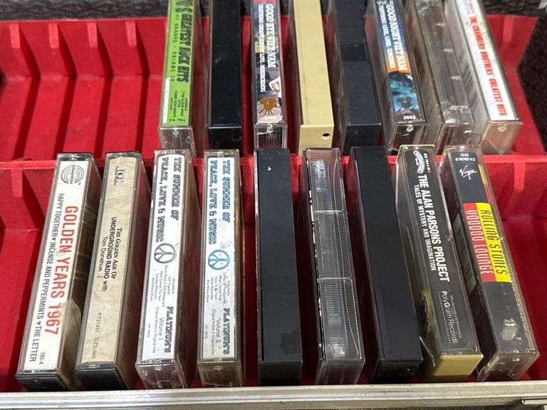 Brown Hard Shell Cassette Tape Carrying Case with 14 Audio Cassettes ...