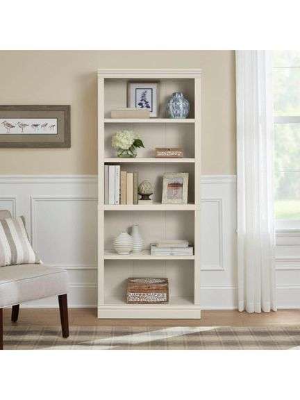 STYLEWELL - 71 in. Off White 5-Shelf Classic Bookcase with Adjustable ...