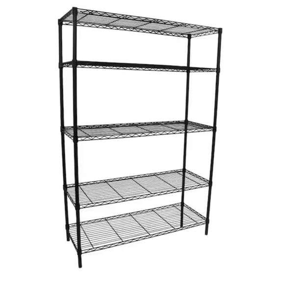 HDX 5-Tier Steel Wire Shelving Unit in Black (36 in. W x 72 in. H x 16 ...