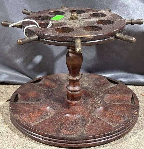 Turned Wood Revolving Pipe Stand with Brass Pins 7×5″ - Metzger ...