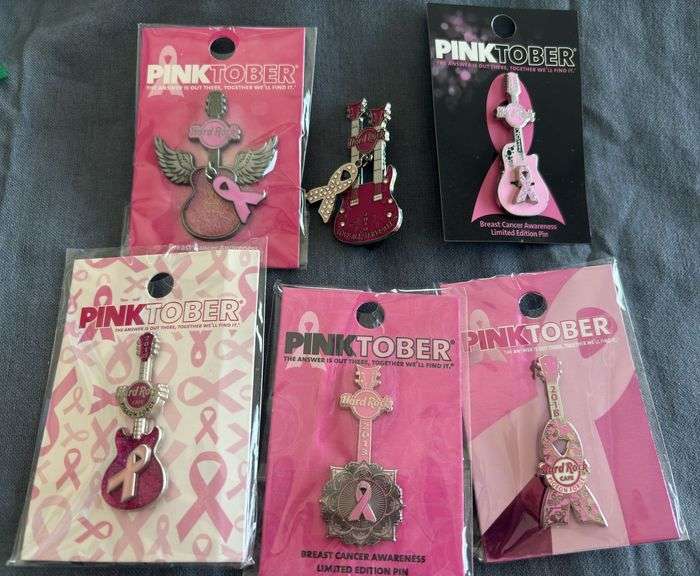 6 Hard Rock Cafe Pinktober Breast Cancer Awareness Pin Assortment ...