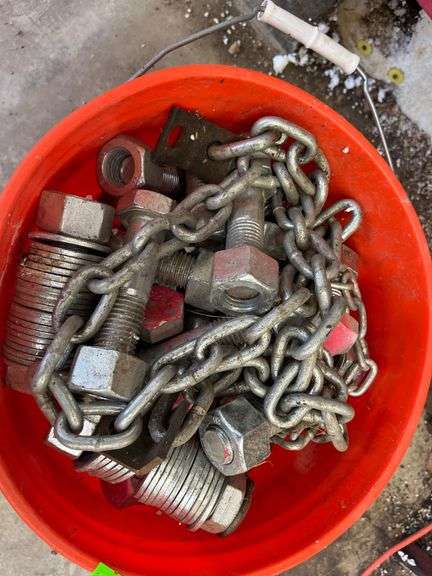 Bucket Containing Metal Chain, Bolts, Nuts, and Shackles - Metzger ...