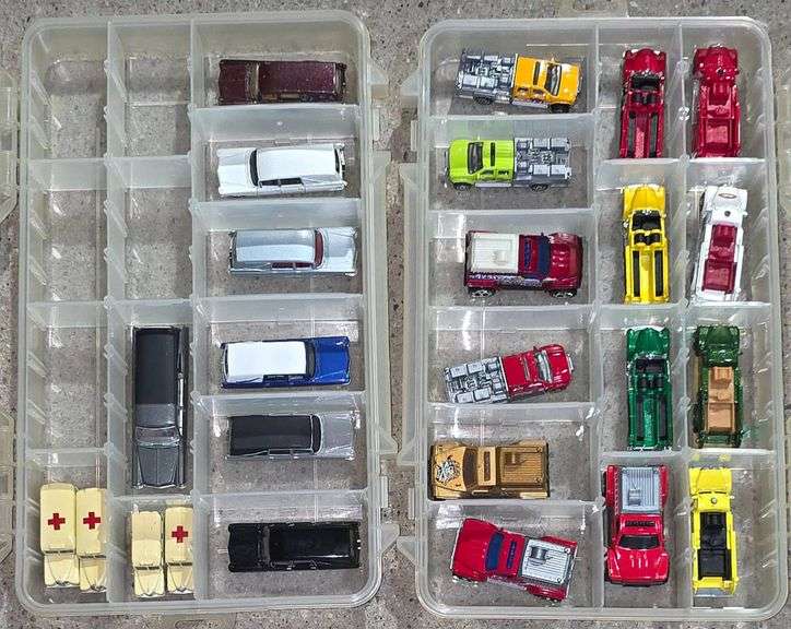 Two Plastic Storage Cases with 23 Die-Cast Cars - Metzger Property ...