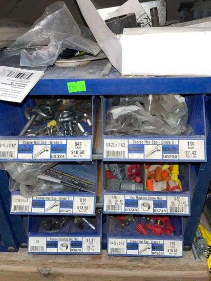 Storage Bins with Various Hardware Components Including Screws ...