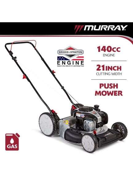 MURRAY - 21 in. 140 cc Briggs and Stratton Walk Behind Gas Push Lawn ...