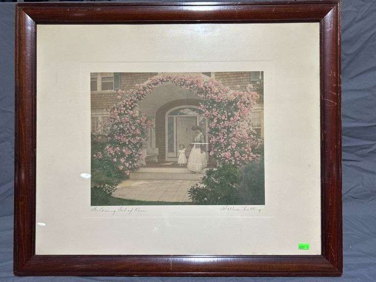 Framed Wallace Nutting Hand-Colored Print, ‘The Coming Out of Roses’ (24.5”x20.5”) - Metzger ...