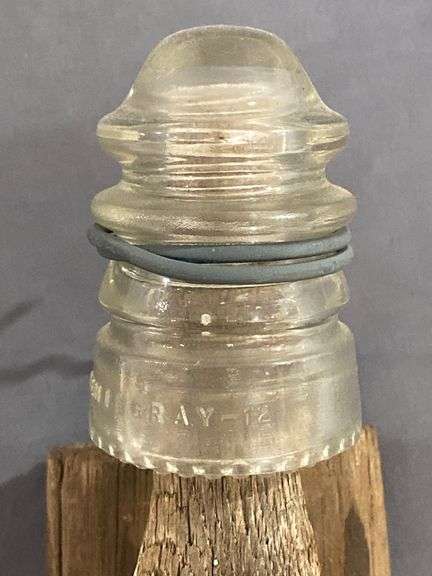 Hemingray Glass Insulators Mounted on Beam, 24”L - Metzger Property ...