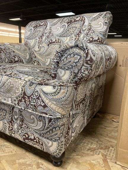 Morden Fort Classic Paisley Flora Chenille Accent Rolled Arm Chair with ...