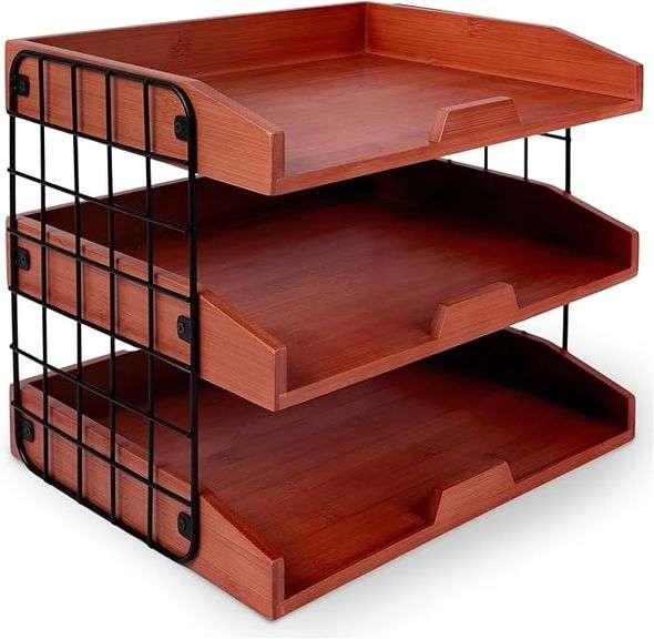 ECORDESK - Wood Inbox Tray - Sturdy Letter Tray Desk Organizer, 3 Tier ...