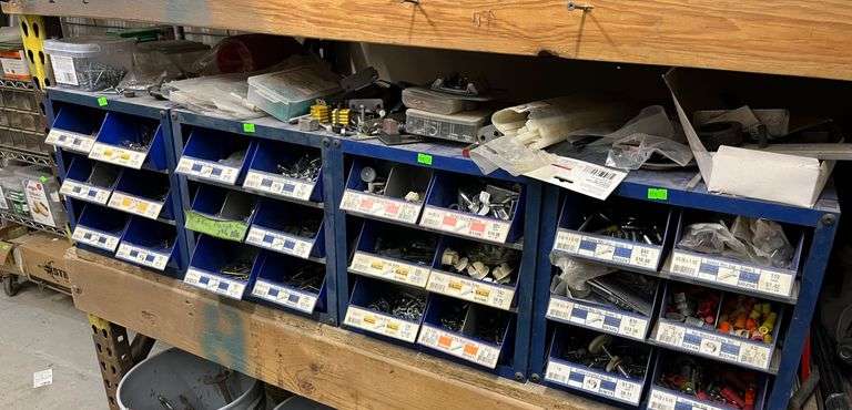 Storage Bins with Various Hardware Components Including Screws ...