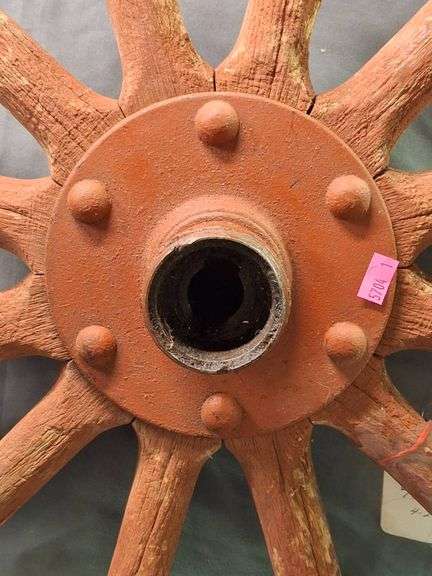 Iron and Wood Wagon Wheel Hub with Ten-Spoke Design - Metzger Property ...