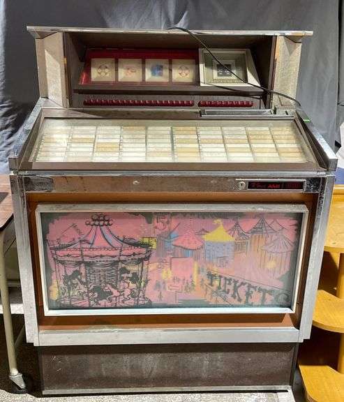 Rowe AMI Jukebox With Carousel-Themed Front Panel, Model 37×22.5×47 ...