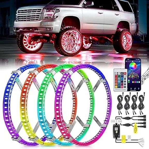 NILIGHT - Nilight 4PCS 17.5inch Double Row LED Wheel Ring Lights RGB ...