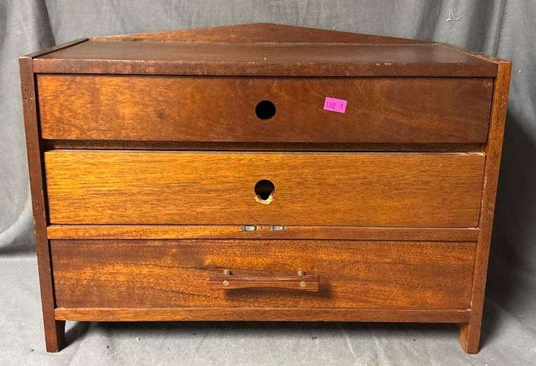 Triangular Wood Storage Cabinet with Three Drawers 18x9x12" - Metzger ...