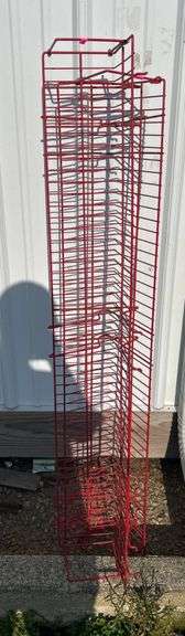 Red Metal Wire Display Rack with Adjustable Hinges - Metzger Property ...