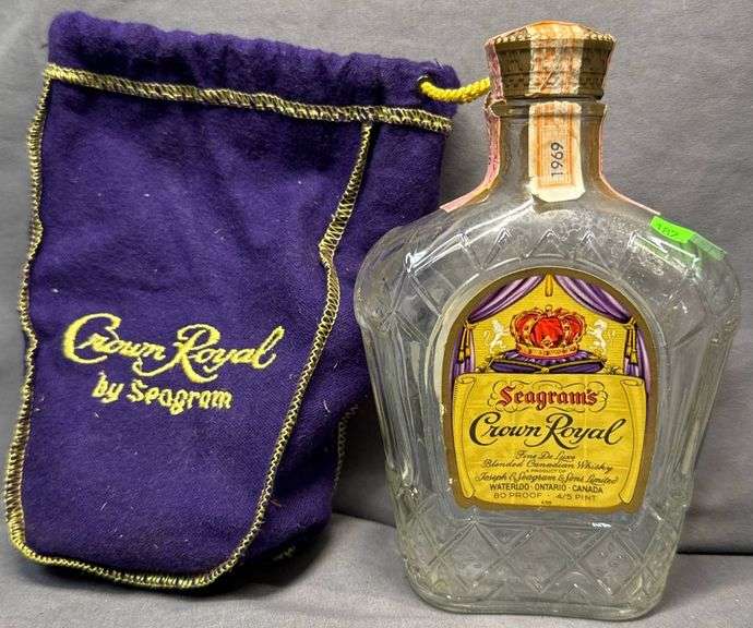 Seagram’s Crown Royal Bottle with Purple Baggie, 6.5” Bottle & 7 ...