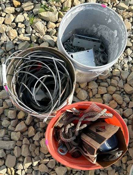 Three Buckets Containing Hardware, Cables, and Various Items - Metzger ...