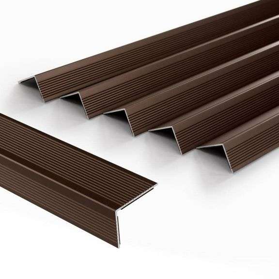 SUNWINGS - Matte Brown 48 in. Aluminum Peel and Stick Stair Nosing Edge ...