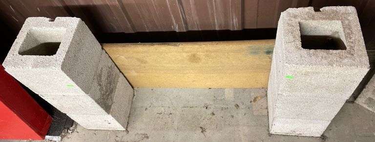 Wood Plank and Concrete Block Work Table, 48”Lx15”W - Metzger Property ...