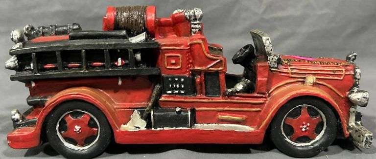 Painted Cast Iron Fire Truck with Detailed Features 10”x3”x4” - Metzger ...