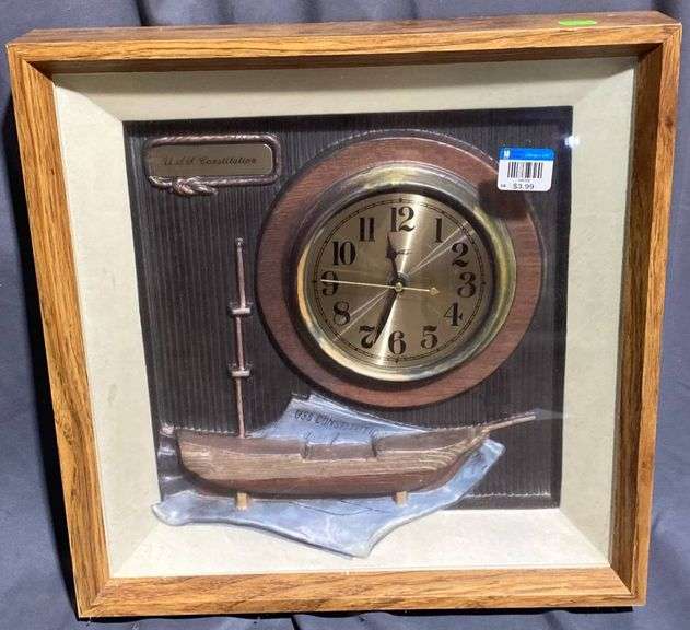 Spartus Shadow Box Clock with Ship and Plaque, 15”x15” - Metzger ...