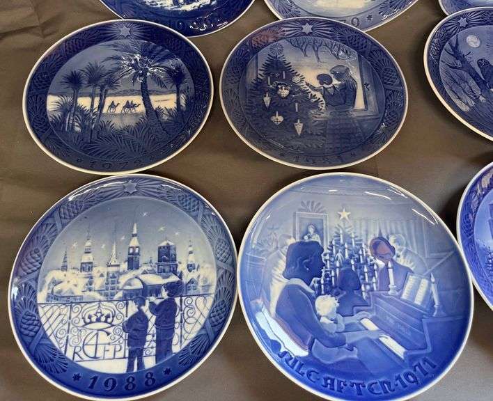 Royal Copenhagen Collector Plates, 1970–1997, Hand-Painted Blue and ...