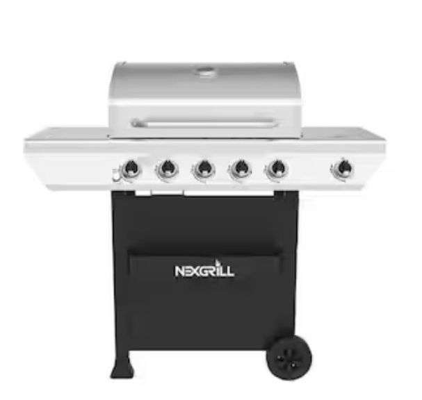 Nexgrill 5-Burner Stainless Steel Propane Gas Grill with Side Burner ...