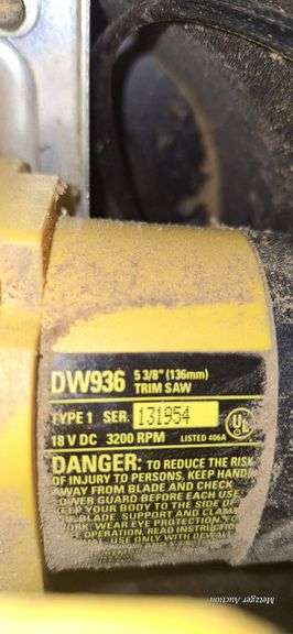 Dewalt DW936 Cordless Trim Saw with 18V XR Battery - Metzger Property ...