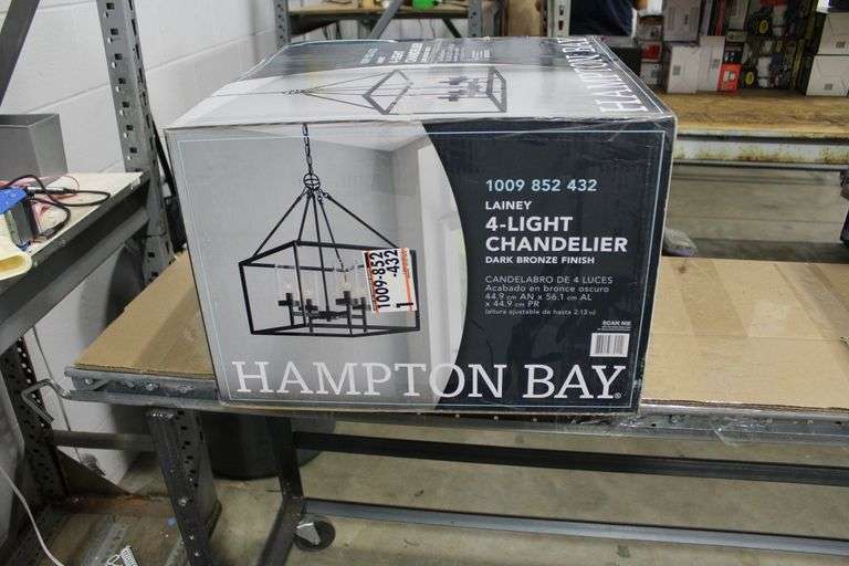 HAMPTON BAY - Lainey 4-Light Bronze Chandelier Light Fixture with Clear ...