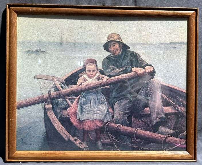 Framed Print of a Boat Scene by Artist Signed S. Fildes, 22×18 ...
