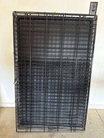 Black Metal Wire Pet Crate with Removable Plastic Tray, 48x30x32 ...