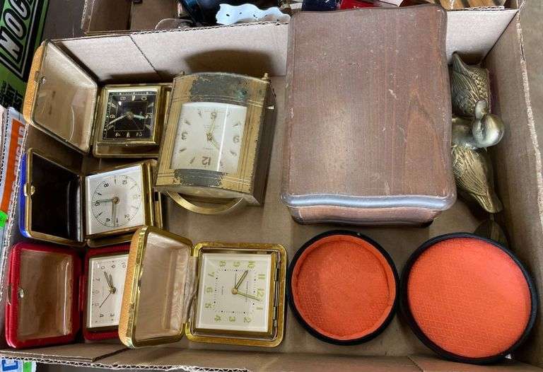 Travel Alarm Clocks, Brass Desk Accessories, and Wooden Box - Metzger ...
