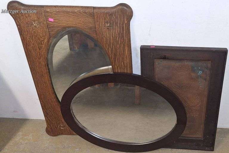 Punched Copper Panel and Two Framed Mirrors, 23×32″, 18×20″, 17×25 ...