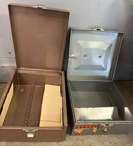 2 Metal Storage Boxes with Latch Closures and Handles - Metzger ...