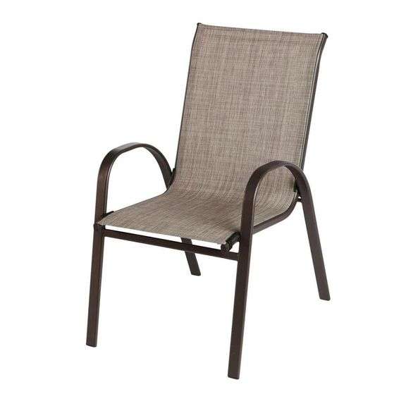 HAMPTON BAY - Mix and Match Stackable Brown Steel Sling Outdoor Patio ...