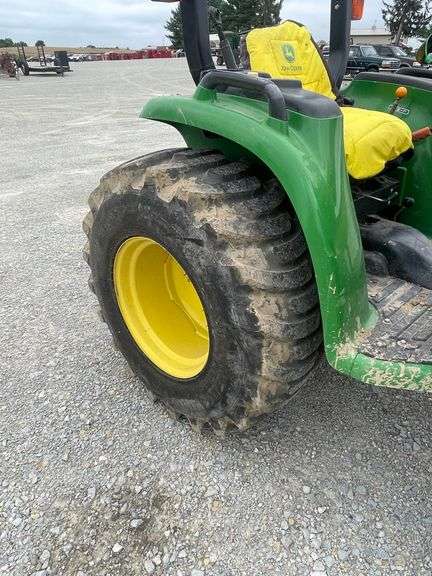 John Deere 3038 E Tractor with with 305 Loader Bucket Forks, 833.1 ...