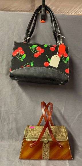 Cherry Pattern Tote and Lucite Handbag by Bags by Bishop - Metzger ...
