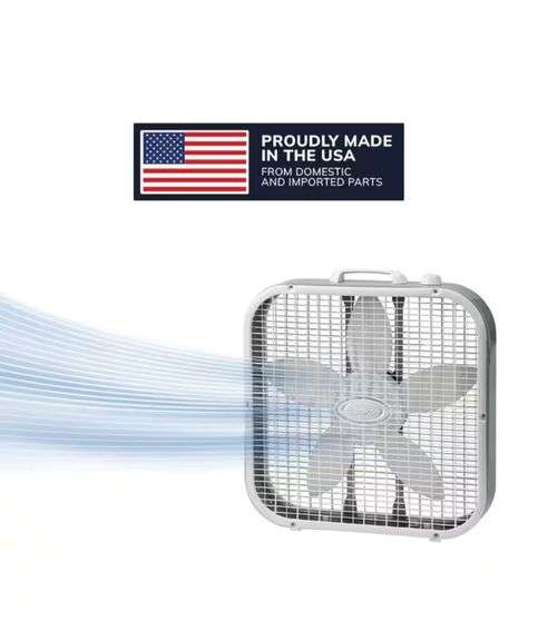 Lasko 20 in. 3 Speed Air Circulating Box Fan for Home in White with ...